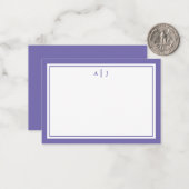Minimalist Periwinkle Two Border Monogram Note Card | Zazzle