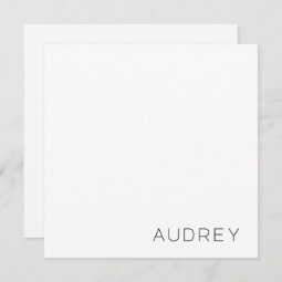 Minimalist Personalized Monogram Name Black Note Card | Zazzle