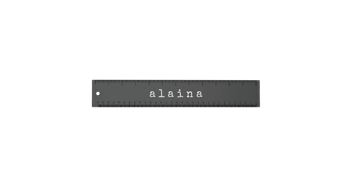 Minimalist Personalized Name Black Typographic Ruler | Zazzle