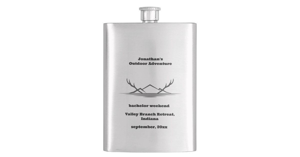 Minimalist Personalized Outdoor Bachelor Party Flask | Zazzle