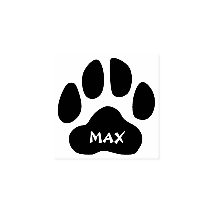 Minimalist Personalized Paw Print Rubber Stamp Max | Zazzle