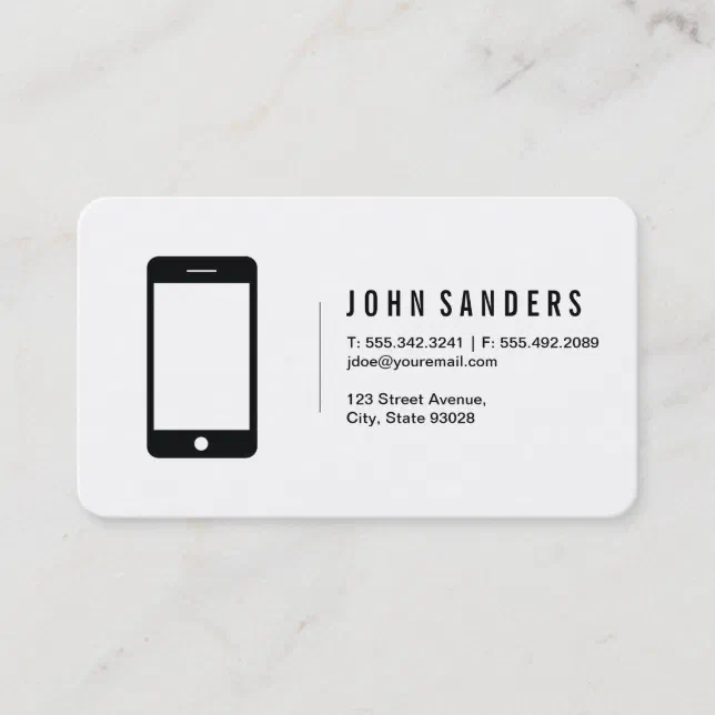 Minimalist Phone Icon Business Card | Zazzle