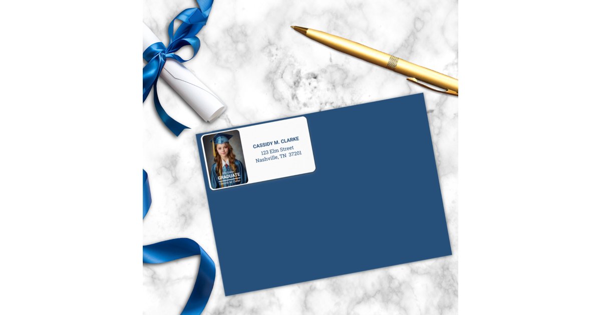 Minimalist Photo 8th Grade Graduation Address Label | Zazzle