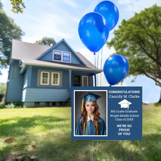 Minimalist Photo 8th Grade Graduation Yard Sign | Zazzle