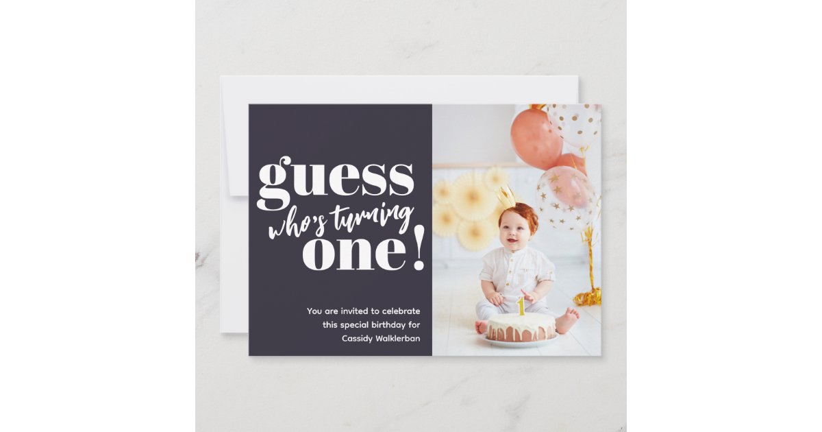 Minimalist Photo Baby 1st Birthday Invitation | Zazzle