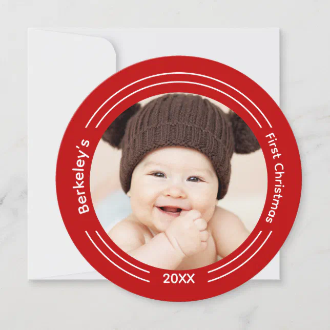 Minimalist Photo Baby First Christmas Card | Zazzle