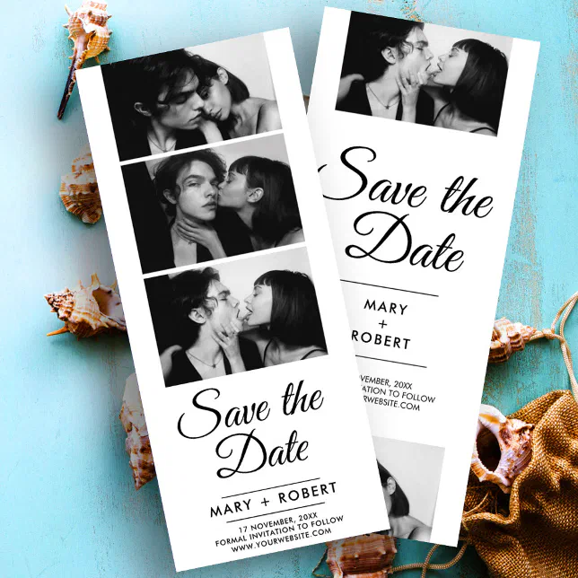 Minimalist photo booth wedding save the date cards | Zazzle