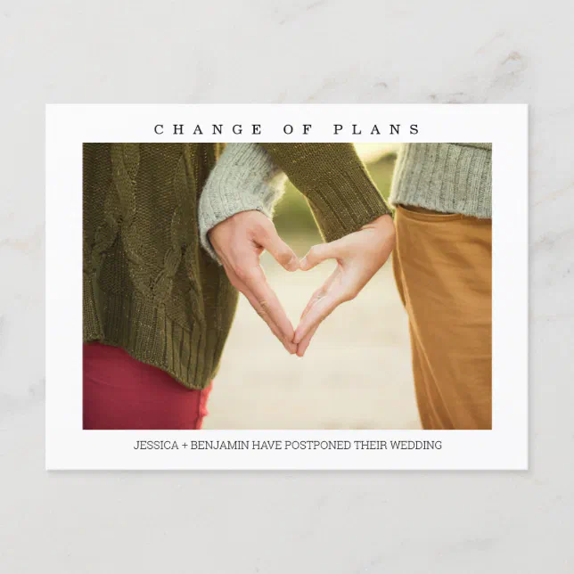 Minimalist Photo Change of Plans Postcard | Zazzle