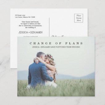 Minimalist Photo Change of Plans Postcard | Zazzle