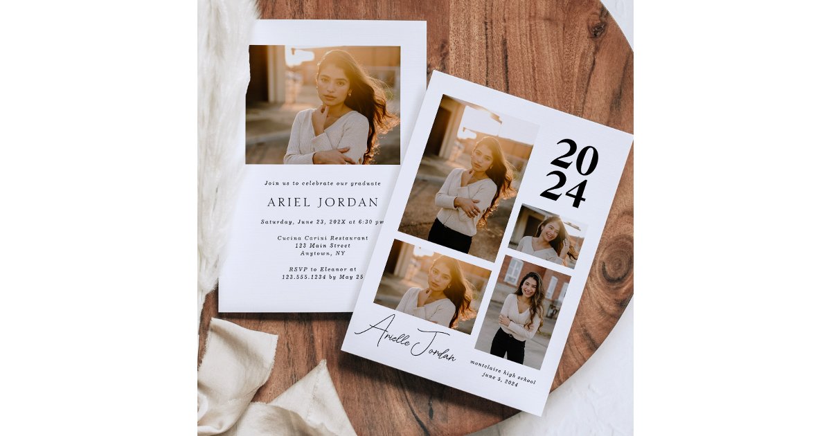 Minimalist Photo Collage Graduation Year Invitation | Zazzle