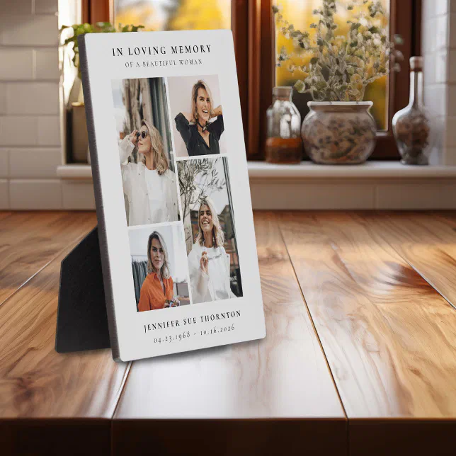 Minimalist Photo Collage In Loving Memory Plaque | Zazzle