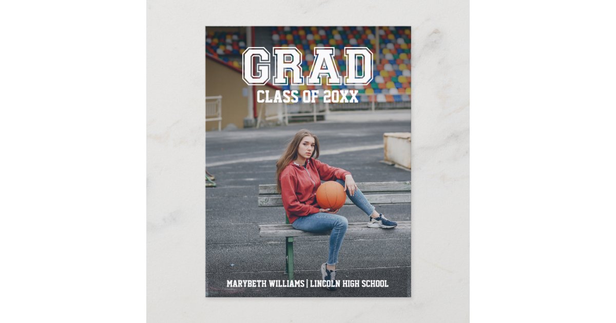 Minimalist Photo Graduation Announcement Postcard | Zazzle