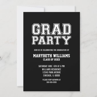 Minimalist Photo Graduation Varsity Party Card | Zazzle