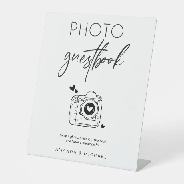Minimalist Photo Guest Book Camera Sign | Zazzle