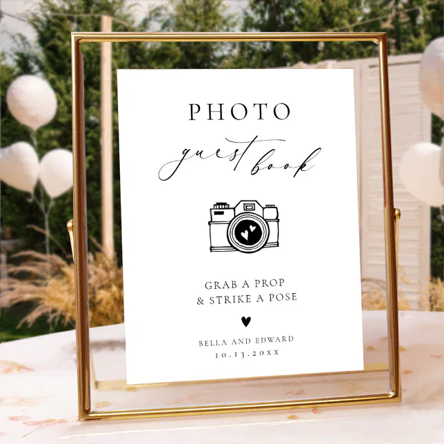 Minimalist Photo Guest Book Wedding Sign | Zazzle