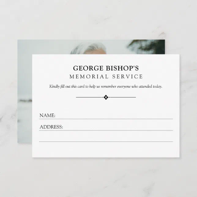 Minimalist Photo Memorial Service Attendance Enclosure Card | Zazzle