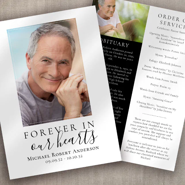 Minimalist Photo Memorial Service Program | Zazzle