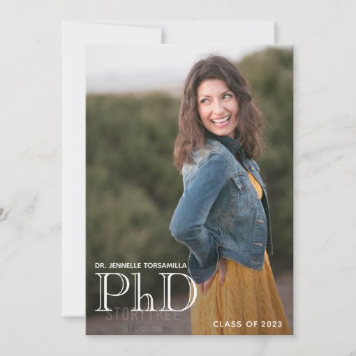 Minimalist Photo PhD Graduation Announcement | Zazzle