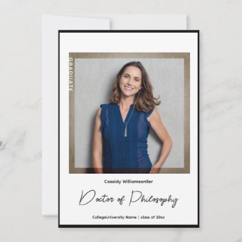 Minimalist Photo PhD Graduation Announcement | Zazzle