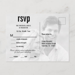 Minimalist Photo Reception Dinner RSVP Entree Invitation Postcard | Zazzle