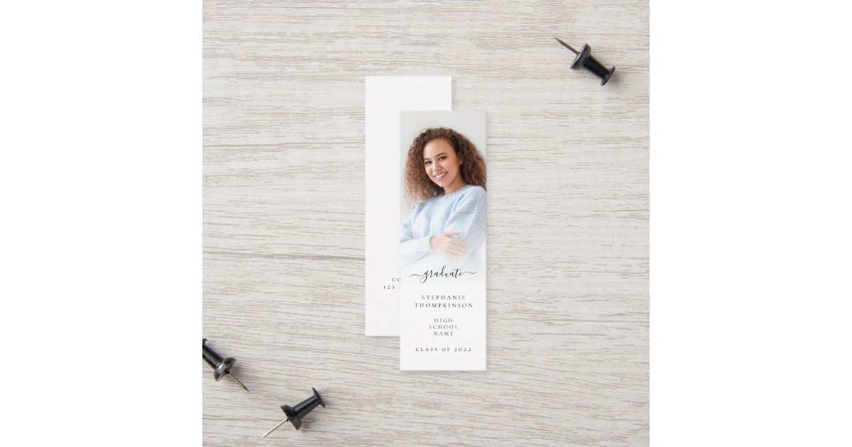 Minimalist Photo Script 2022 Graduation Calling Card | Zazzle