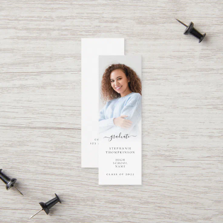 Minimalist Photo Script 2022 Graduation Calling Card | Zazzle
