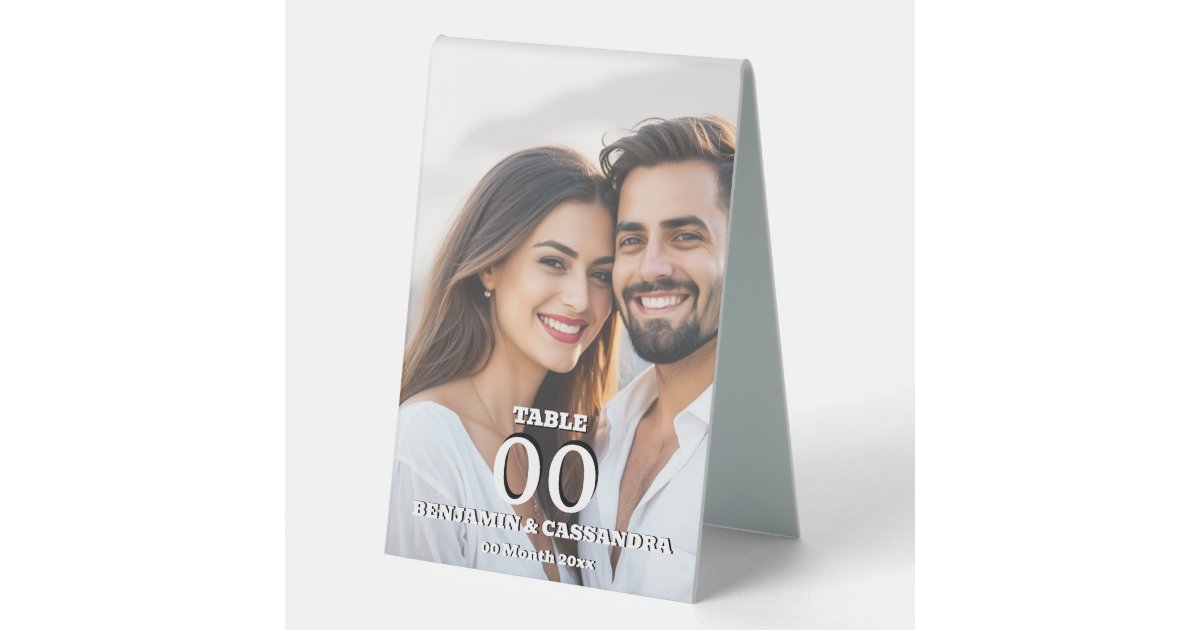 Minimalist Photo Table Number Template Vertical Table Tent | Zazzle