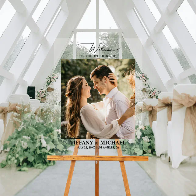 Minimalist Photo Welcome Wedding Clear Acrylic Sign | Zazzle