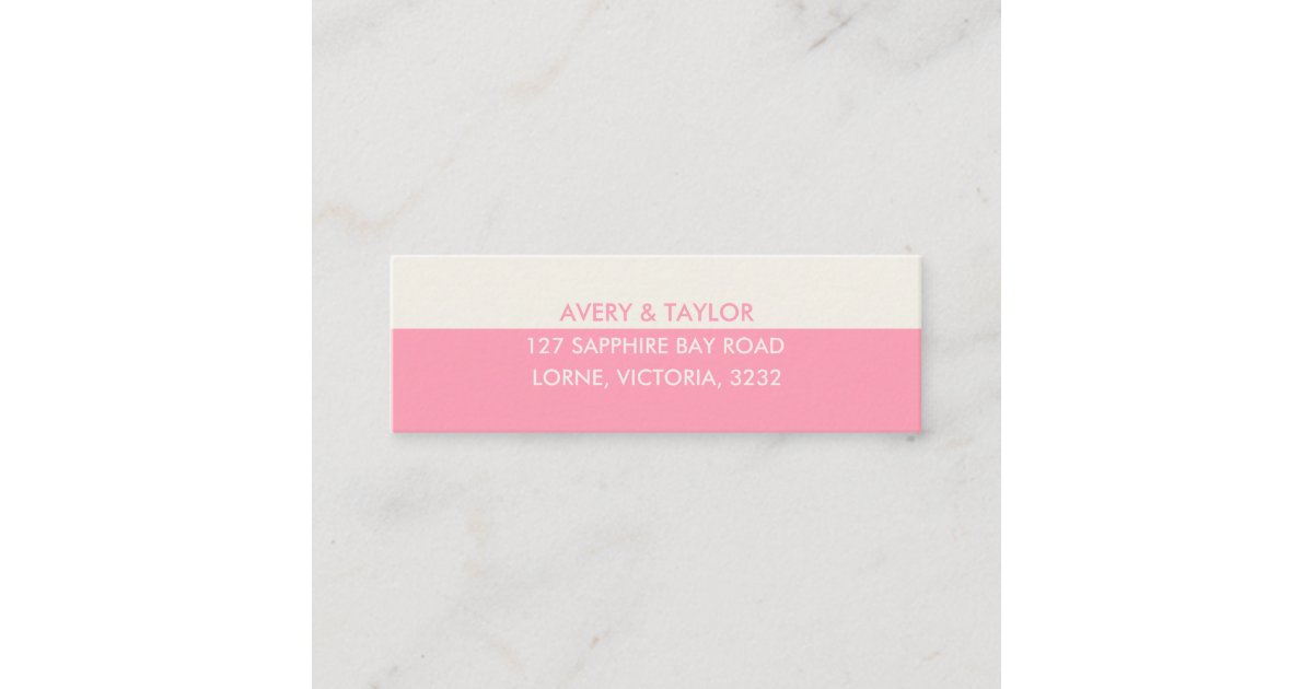 Minimalist Pink and Cream Custom Address Card | Zazzle