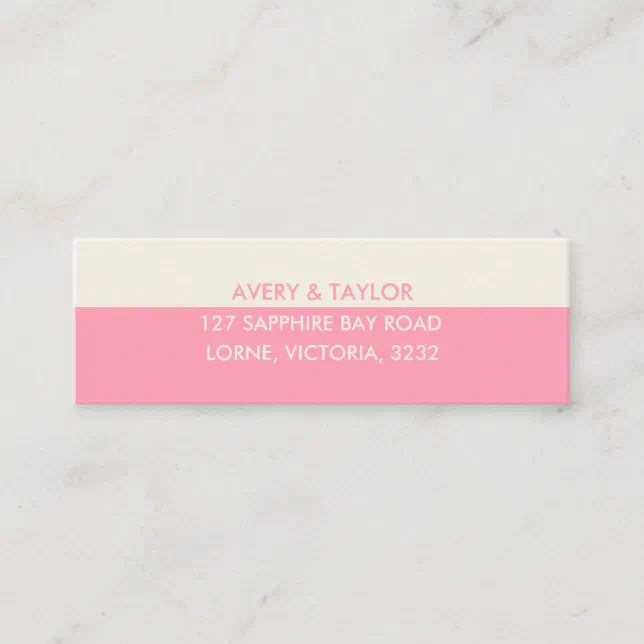 Minimalist Pink and Cream Custom Address Card | Zazzle