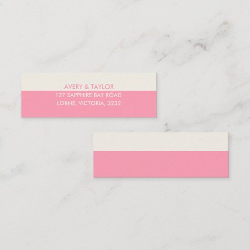 Minimalist Pink and Cream Custom Address Card | Zazzle