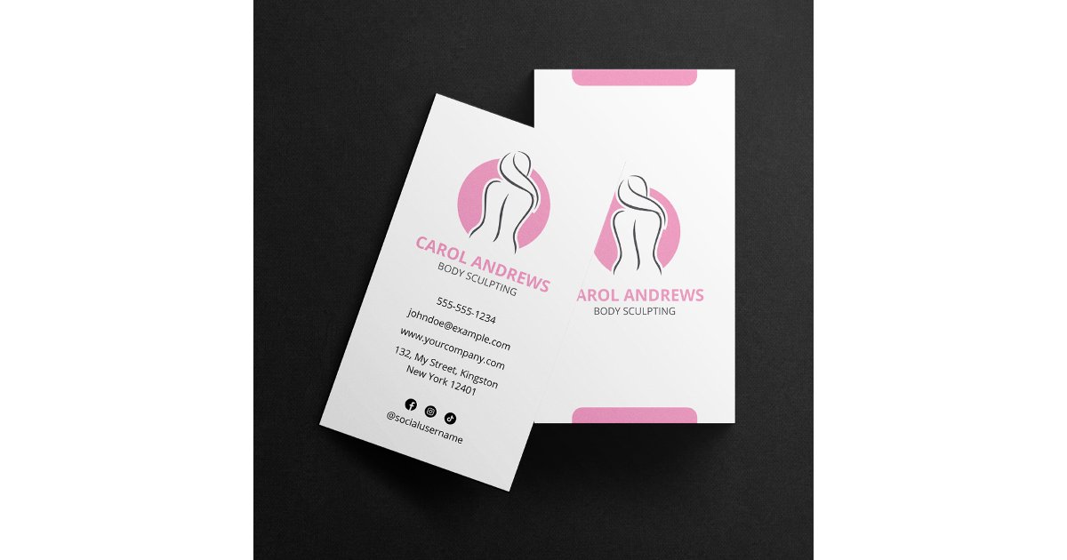 Minimalist Pink Body Sculpting Contouring Health Business Card | Zazzle