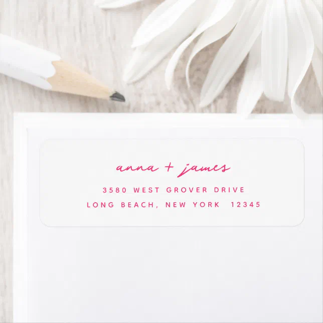 Minimalist Pink Return Address Label | Zazzle