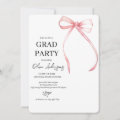 Minimalist Pink Ribbon Graduation Party Invitation | Zazzle