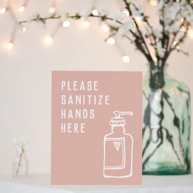 Minimalist Pink Sanitize Station Sign | Zazzle