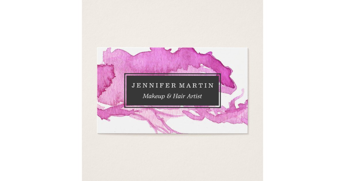 Minimalist Pink Watercolor Paint Daub Business Card | Zazzle
