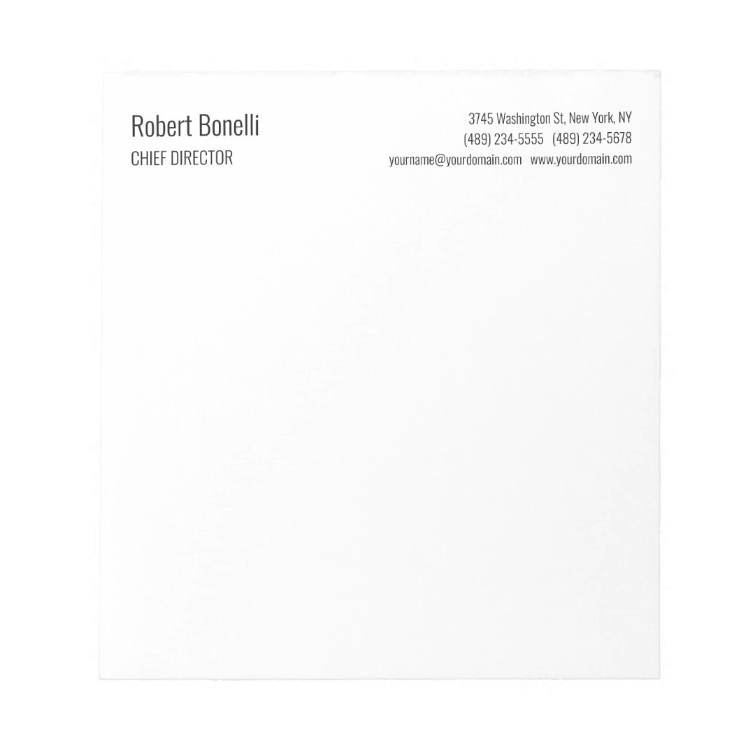 Minimalist Plain White Modern Notepad | Zazzle