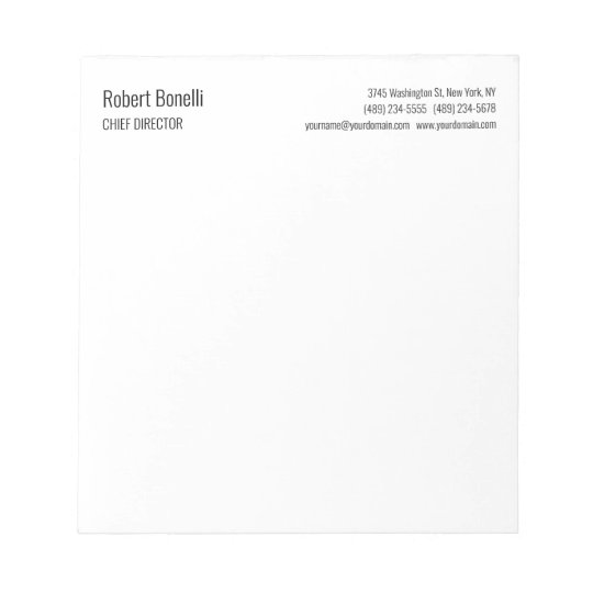 Minimalist Plain White Modern Notepad | Zazzle.com