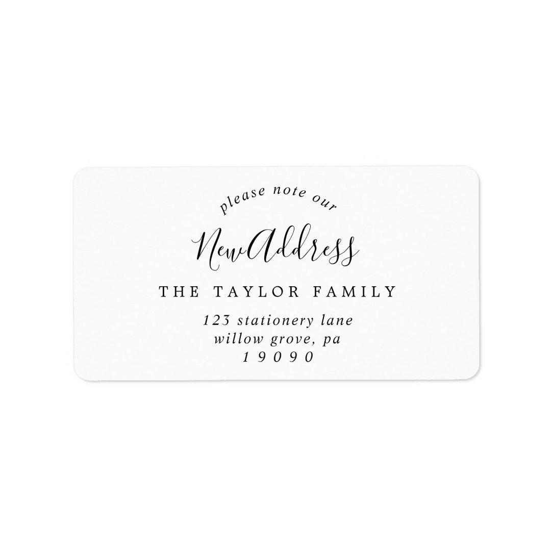 Minimalist Please Note Our New Address Label | Zazzle