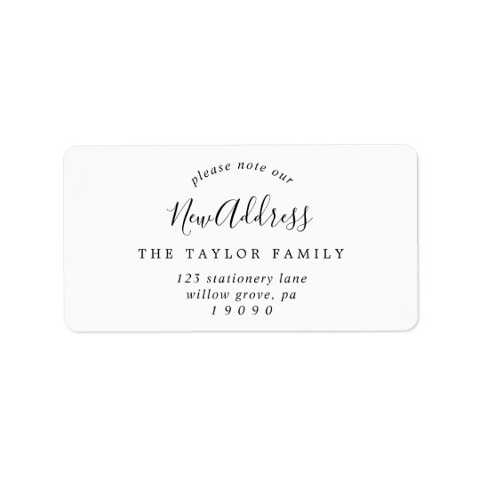 Minimalist Please Note Our New Address Label | Zazzle.com