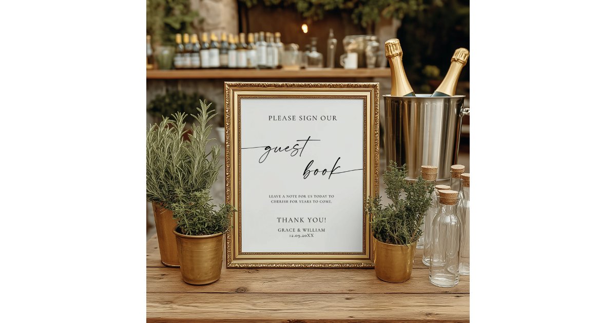 Minimalist Please Sign Our Guestbook Wedding Sign | Zazzle