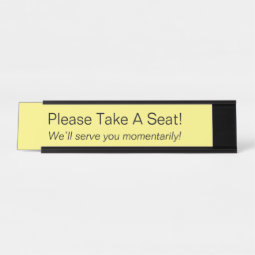 Minimalist "Please Take A Seat!" Desk Name Plate | Zazzle