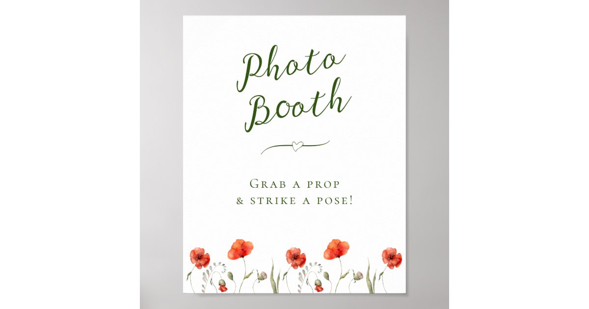 Minimalist Poppies Photo Booth Sign | Zazzle
