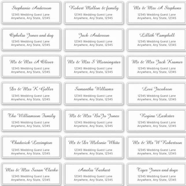 Minimalist Pre-Addressed Guest Name Address Sticker | Zazzle