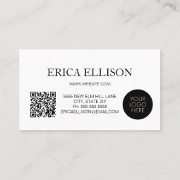 Minimalist Professional Business QR Code Logo Business Card | Zazzle