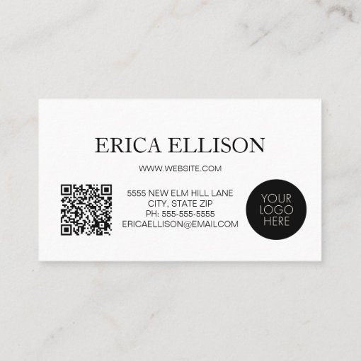 Minimalist Professional Business QR Code Logo Business Card | Zazzle