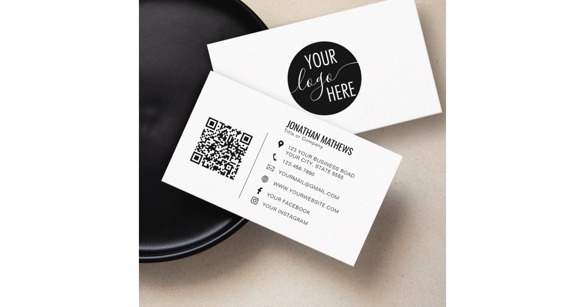 Minimalist Professional Company Logo QR Code Business Card | Zazzle