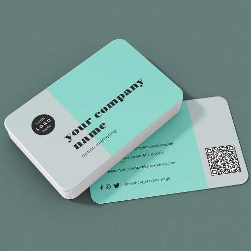 Minimalist professional company name logo QR code Business Card | Zazzle