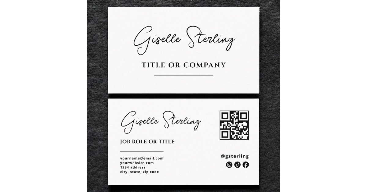Minimalist Professional Company Script QR Code Business Card | Zazzle