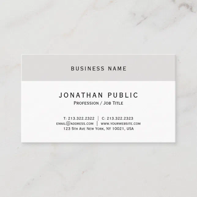 Minimalist Professional Elegant White Classic Look Business Card | Zazzle
